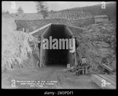 Relocation Central Massachusetts Railroad, west portal of tunnel ...