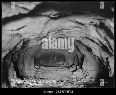 Relocation Central Massachusetts Railroad, tunnel timbering, west of ...