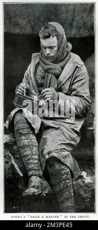 British soldiers in muddy trenches, First World War. British Army ...
