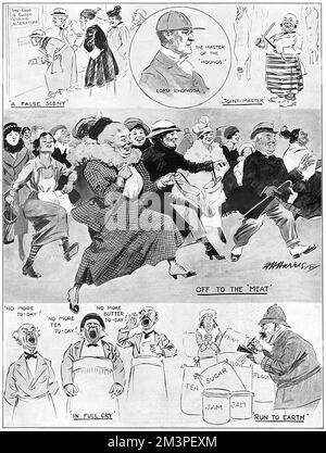 Cartoon, Meat rationing, WW1 Stock Photo - Alamy