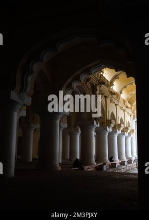 Pillared hall of Thirumalai Nayakar Palace, Tamil Nadu, Madurai, India ...