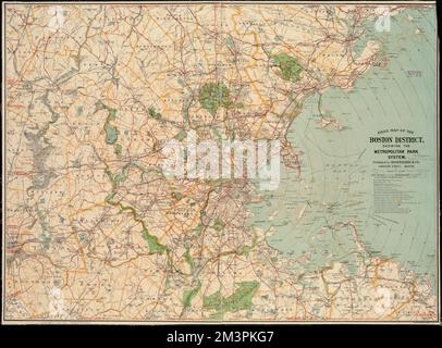 Road map of the Boston district showing the metropolitan park system ...