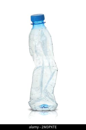 small crushed water bottle on white background Stock Photo - Alamy