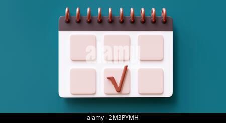 Calendar, task check list. Table organizer and pencil, checkmarks, copy ...