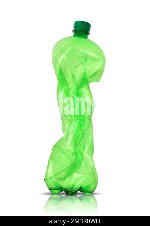 big plastic crushed water bottle on white background Stock Photo - Alamy