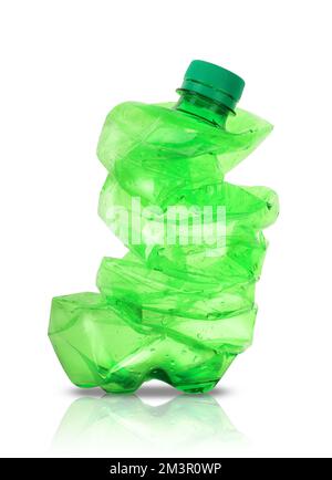 big plastic crushed water bottle on white background Stock Photo - Alamy
