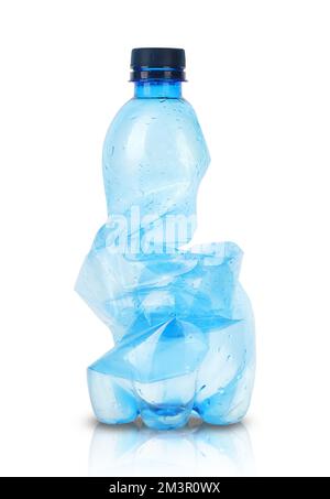big crushed water bottle on white background Stock Photo - Alamy