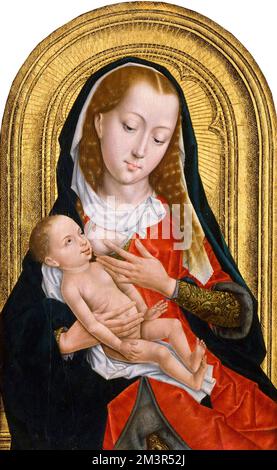 Follower of Rogier van der Weyden, 15th century, presents a depiction of the Virgin Mary with ...