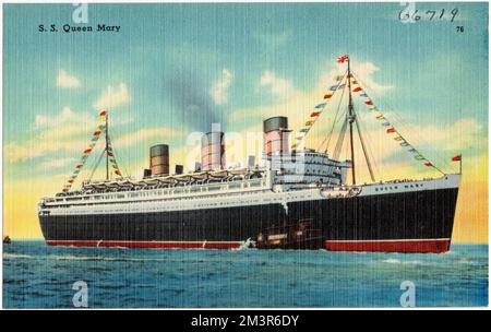 S. S. Queen Mary , Ships, Tichnor Brothers Collection, postcards of the ...