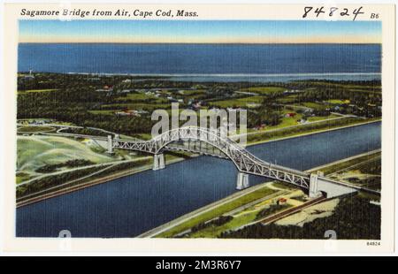 Sagamore Bridge from air, Cape Cod, Mass. , Bridges, Tichnor Brothers ...
