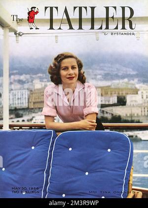 Aristotle Onassis and wife Athina Livanos on yacht Stock Photo - Alamy