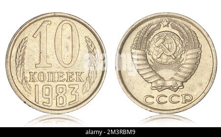 Russian 10 kopecks coin from 1983 on a white background Stock Photo - Alamy