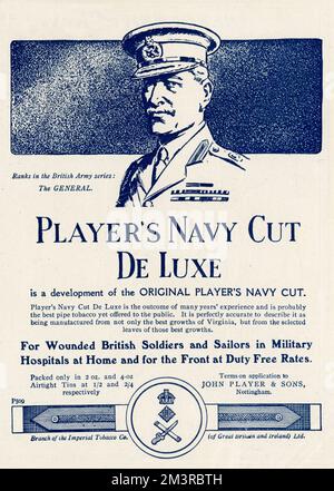 Advertisement for Player's Navy Cut tobacco and cigarettes, showing ...