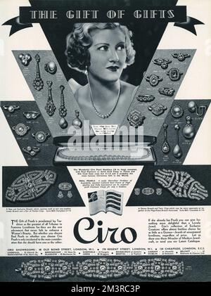 Advert for Ciro jewellery 1936 Stock Photo - Alamy