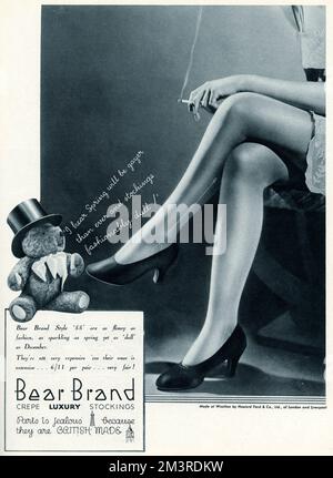 Advert for Stockings by Bear Brand 1934 Stock Photo - Alamy