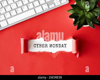 Top view ripped paper cyber monday promotion. Resolution and high ...