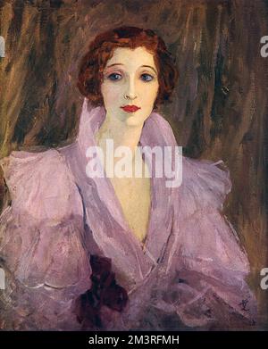 Lavery Sir John - Lady in Red (Portrait of Constance Bridges Stock ...