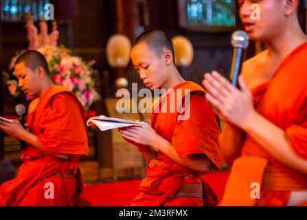 Thai Buddhist monks attend a prayer session to bless Thai Princess ...
