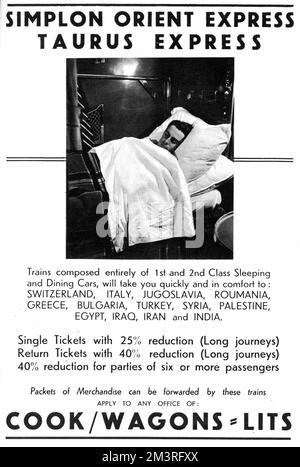 Advertisment for Simplon-Orient Express, Taurus Express Stock Photo - Alamy
