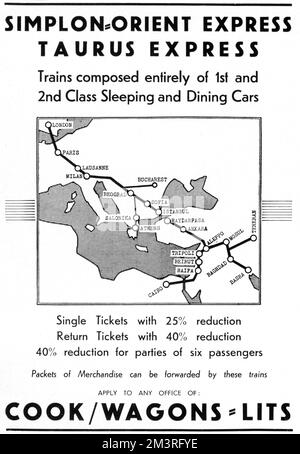 Advertisment for Simplon-Orient Express, Taurus Express Stock Photo - Alamy