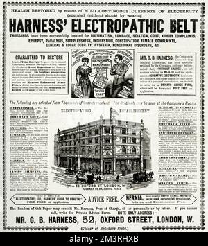 Advert for Harness Electric Battery Belt 1884 Stock Photo - Alamy