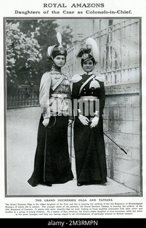Grand Duchesses Olga (1895-1918) (in the Uniform of a Lancer) and ...