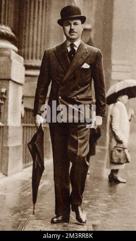 Ernest A. Simpson, former husband of the Duchess of Windsor, walking ...