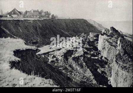 Landscape of Coastline, Herne Bay, Kent UK, showing shingle beach and ...