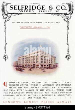 Advertisement for the opening of Selfridge's, 1909 Stock Photo - Alamy
