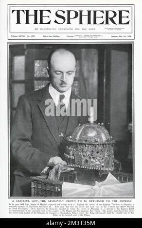 Emperor Haile Selassie of Ethiopia and his empress are in royal regalia ...