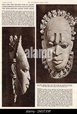 A collection of 4 African masks carved in wood isolated on black Stock ...