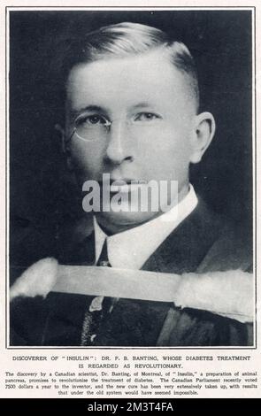 FREDERICK BANTING (1891-1941) Canadian medical researcher about 1924 at ...