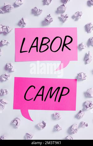 Conceptual display Labor Camp. Business concept a penal colony where ...