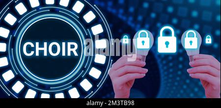 Sign displaying Choir, Word Written on a group organized to perform ...