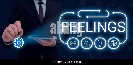 Text caption presenting Feelings, Word Written on causing happy ...