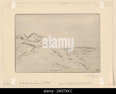 Sieste d'un faucheur (2nd plate) , Buildings, Bodies of water, Alphonse ...