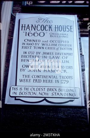 Sign on Ebenezer Hancock house reading 'the oldest brick building in ...