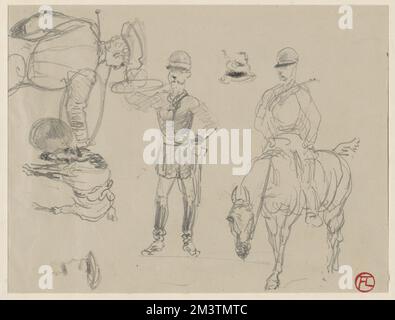 Two Jockeys on Horse, Henri de Toulouse-Lautrec, 1899 print Paris paper ...