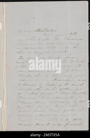 Sophia Hawthorne autograph letter to James Thomas Fields, [Concord ...