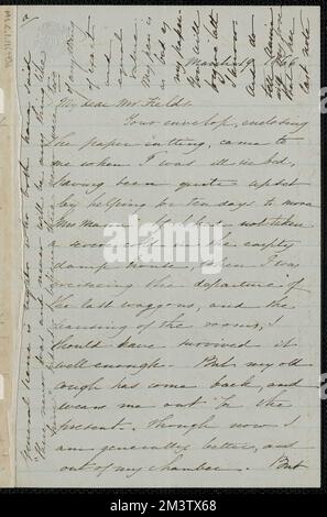 Sophia Hawthorne autograph letter to James Thomas Fields, [Concord ...