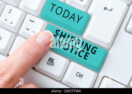Writing displaying text Shipping Notice, Business showcase ships ...