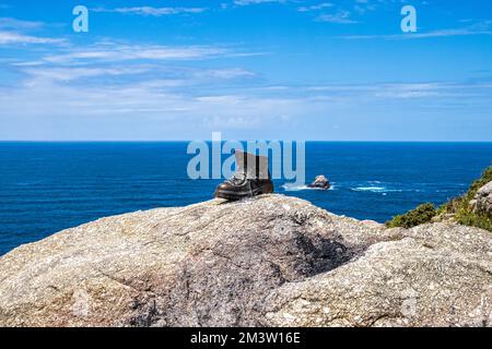 Used boots shoes at the end of Saint James Way in Finisterre Fisterra ...