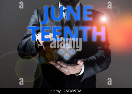 Inspiration showing sign June Teenth. Business showcase legal holiday ...