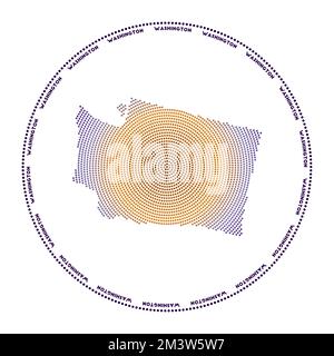 Washington US state dot pixel map in the colors of the American flag ...