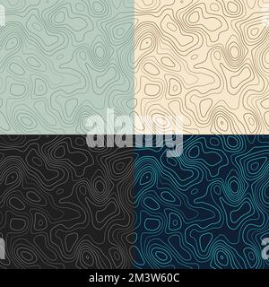 Topography patterns. Seamless elevation map tiles. Appealing isoline ...