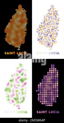 Saint Lucia Dot Map. Island Digital Style Shape. Saint Lucia vector ...