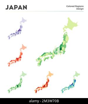 Isolated colored map of Japan with borders of the regions Stock Vector ...