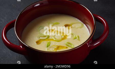 Vichyssoise, classic French chilled cream soup - potato leek, and onion ...