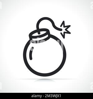 Bomb thin line icon, danger and weapon, explosion sign, vector graphics ...