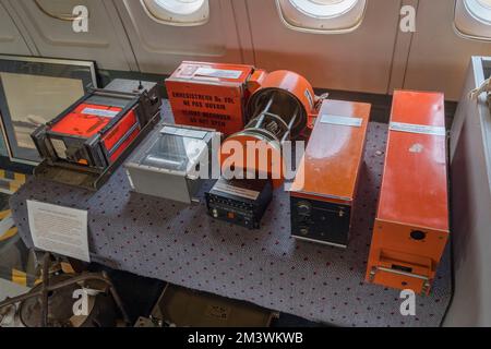 Several cockpit flight data and voice recorders on display at the ...
